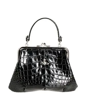 VIVIENNE WESTWOOD Granny Frame Crocodile-embossed Leather Handbag