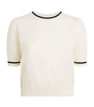 FRAME Cotton-blend Short-sleeve Sweater - Ivory
