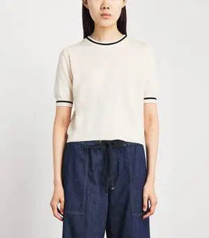 FRAME Cotton-blend Short-sleeve Crew Neck Sweater
