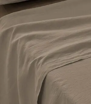 SOCIETY LIMONTA Linen Rem Super King Flat Sheet - Brown