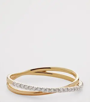 Monica Vinader Yellow And Diamond Crossover Ring