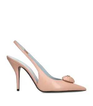 Valentino Garavani Leather Coeur Royal Slingback Pumps 100 - Pink