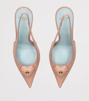 Valentino Garavani Leather Coeur Royal Slingback Pumps 100