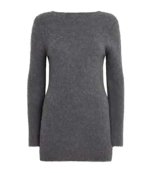 RETORI Cashmere Deep V-neck Mini Dress - Grey