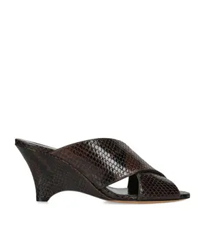 Le Monde Beryl Leather Sneak-effect Luca Mules 70 - Brown