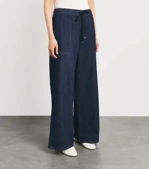 7 For All Mankind Denim-effect Wide-leg Trousers With Drawstring Waist