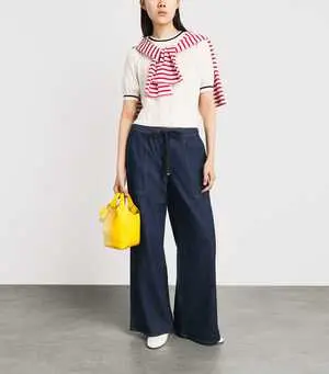 7 For All Mankind Denim-effect Wide-leg Trousers With Drawstring Waist