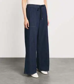 7 For All Mankind Denim-effect Wide-leg Trousers With Drawstring Waist
