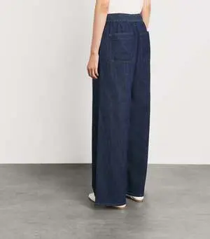 7 For All Mankind Denim-effect Wide-leg Trousers With Drawstring Waist