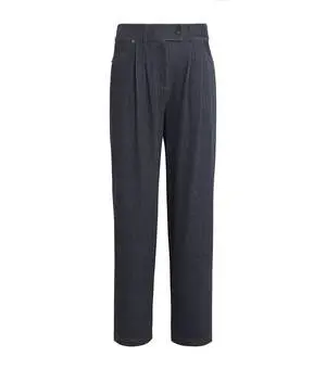 Max Mara Denim-effect Wide-leg Trousers - Navy
