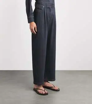 Max Mara Denim-effect Wide-leg Trousers