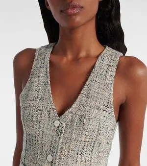 GANNI Belted Tweed Mini Dress