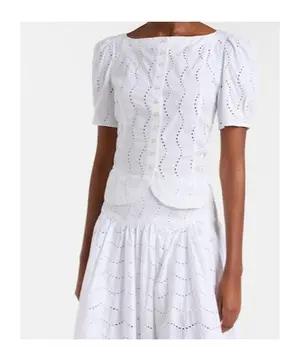 Polo Ralph Lauren Broderie Anglaise Cotton Puff Sleeve Blouse