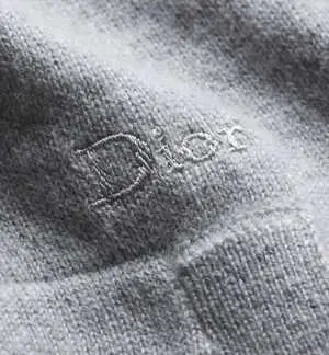 Dior Embroidered Zip-up Hooded Sweater - Grey