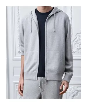 Dior Embroidered Zip-up Hooded Sweater - Grey