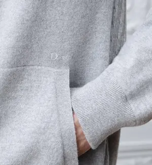 Dior Embroidered Zip-up Hooded Sweater - Grey