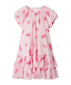 Monnalisa Floral Tiered Dress - Pink