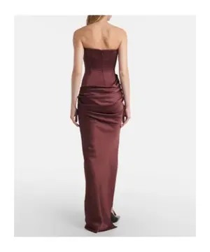 Alex Perry Draped Crepe Satin Corset Gown