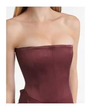 Alex Perry Draped Crepe Satin Corset Gown