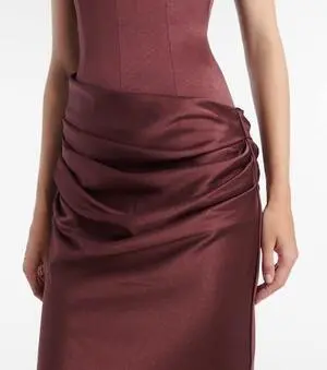 Alex Perry Draped Crepe Satin Corset Gown