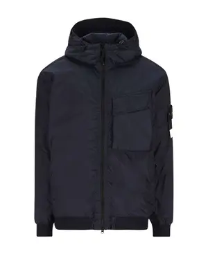 Stone Island Logo-patch Zip-fastening Jacket - Blue