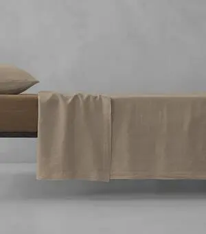 SOCIETY LIMONTA Linen Rem Super King Flat Sheet - Brown