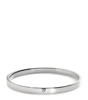 Monica Vinader Sterling Bangle With Diamond - Silver