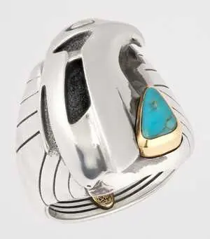 JACQUES MARIE MAGE Electrum And Turquoise Thunderbird Ring