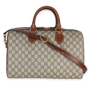 Gucci Gg Supreme Monogram Boston Bag - Brown