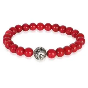 John Hardy Sterling Silver Coral Bead Bracelet