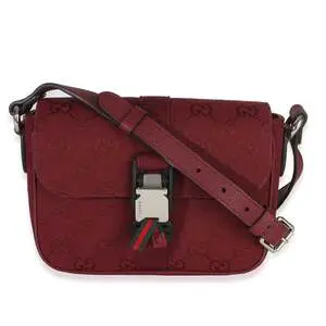 Gucci Gg Monogram Canvas Buckle Messenger Bag - Red