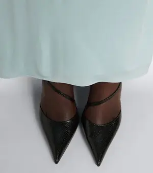 AQUAZZURA Dynasty Snake-effect Leather Pumps With Ankle Strap