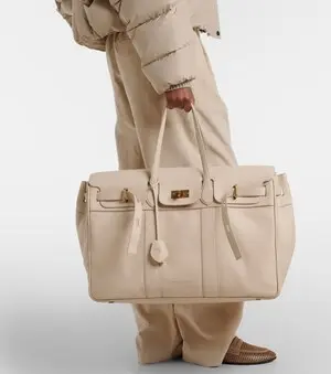 Brunello Cucinelli Large Leather Tote Bag - White