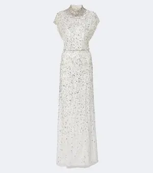 Jenny Packham Crystal Drop Embellished Gown