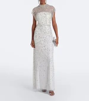 Jenny Packham Crystal Drop Embellished Gown