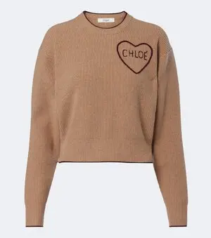 Chloé Logo Wool And Cashmere Sweater - Brown