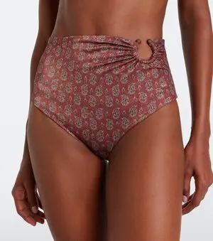 Johanna Ortiz Gathered Printed Bikini Bottom - Brown