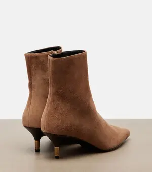 Khaite Bella Suede Pointed Toe Ankle Boots