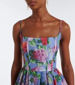 Carolina Herrera Floral Silk Crepe Cocktail Dress - Blue