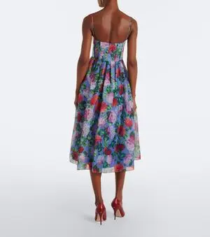 Carolina Herrera Floral Silk Crepe Cocktail Dress - Blue