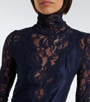 Rabanne Lace High Neck Maxi Dress - Blue