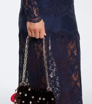 Rabanne Lace High Neck Maxi Dress - Blue