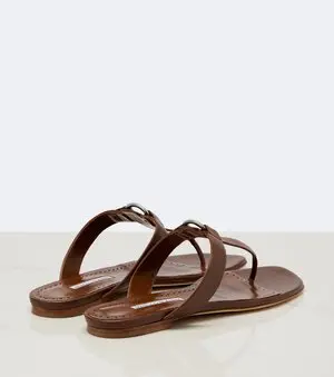 Manolo Blahnik Mionasan Leather Thong Sandals