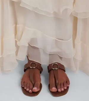 Manolo Blahnik Mionasan Leather Thong Sandals