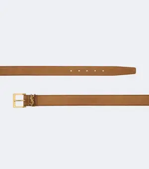 Saint Laurent Cassandre Suede Belt - Brown