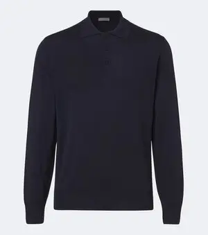 Canali Wool Polo Shirt - Blue
