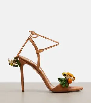 AQUAZZURA Birdsong Raffia Lace-up Sandals - Multicoloured