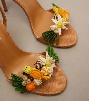 AQUAZZURA Birdsong Raffia Lace-up Sandals - Multicoloured