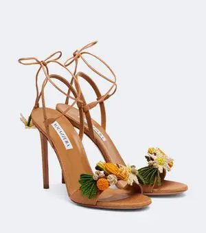 AQUAZZURA Birdsong Raffia Sandals - Multicoloured
