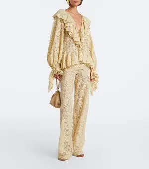 DE LA VALI Mija Ruffled Lace Blouse